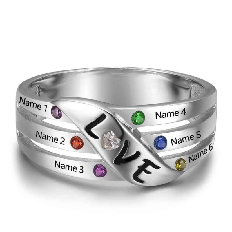 Friendship symbolic Gift Personalised Birthstone Ring Engrave Friend ...