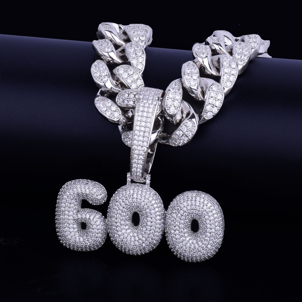 With 20MM Cuban Chain Custom Name glisten Letters Chain Pendants ...