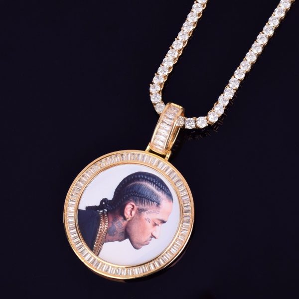 Zircon Custom Photo rapper Necklace & Pendant With 4mm Tennis Chain ...